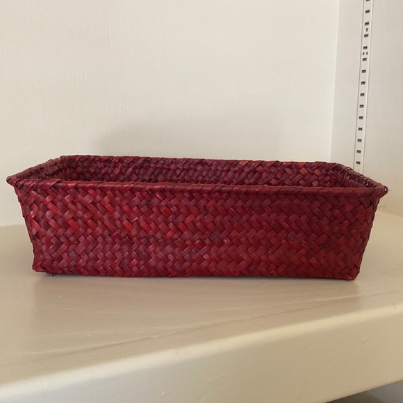 Storage & Organization | Small Red Wicker Basket | Poshmark